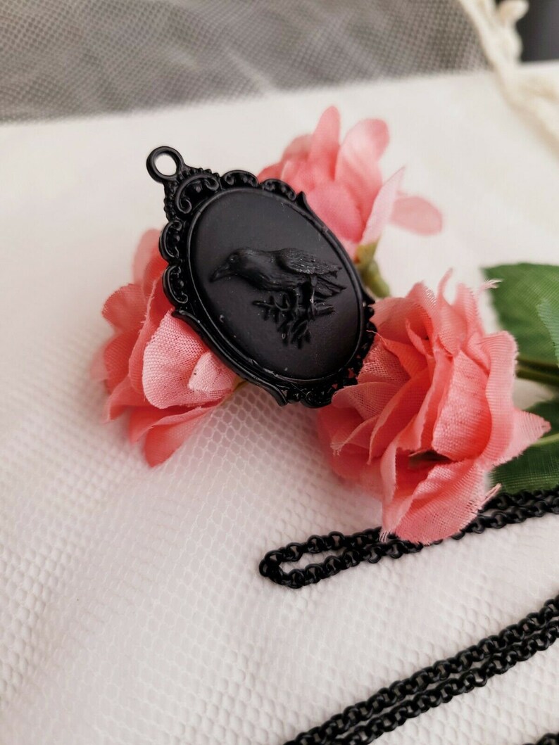 Black Crow Raven Bird Goth Witch Craft Pagan Antique Necklace - Etsy