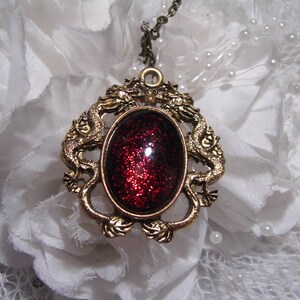 HAND PAINTED Ruby Red Dragon Setting Mexican Dragon Fire Opal Victorian ...