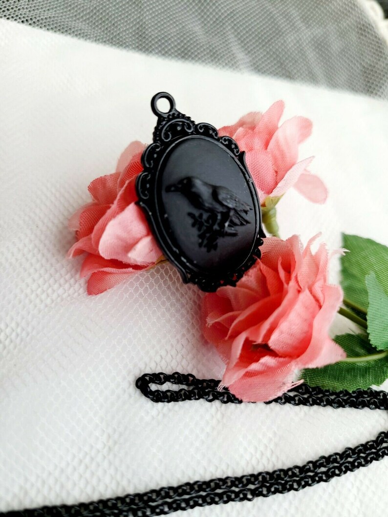 Black Crow Raven Bird Goth Witch Craft Pagan Antique Necklace - Etsy