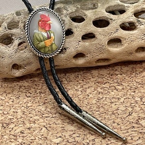 WINE Rooster TUX Western Leather Bolo Tie Lariat Necklace Wedding Gift ...