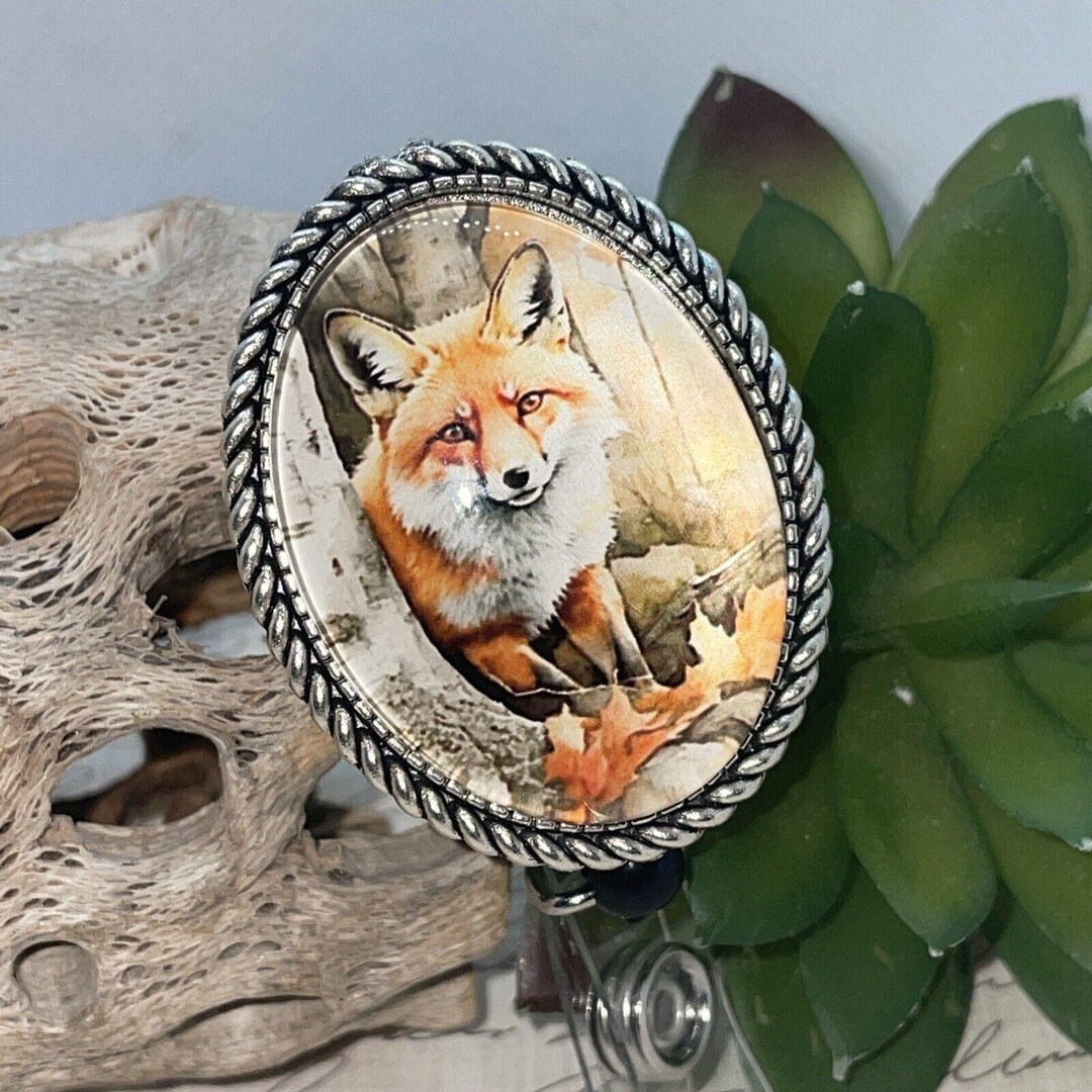 Fox Foxes Rustic Nature Men Lanyard Unisex Retractable Reel ID Card ...