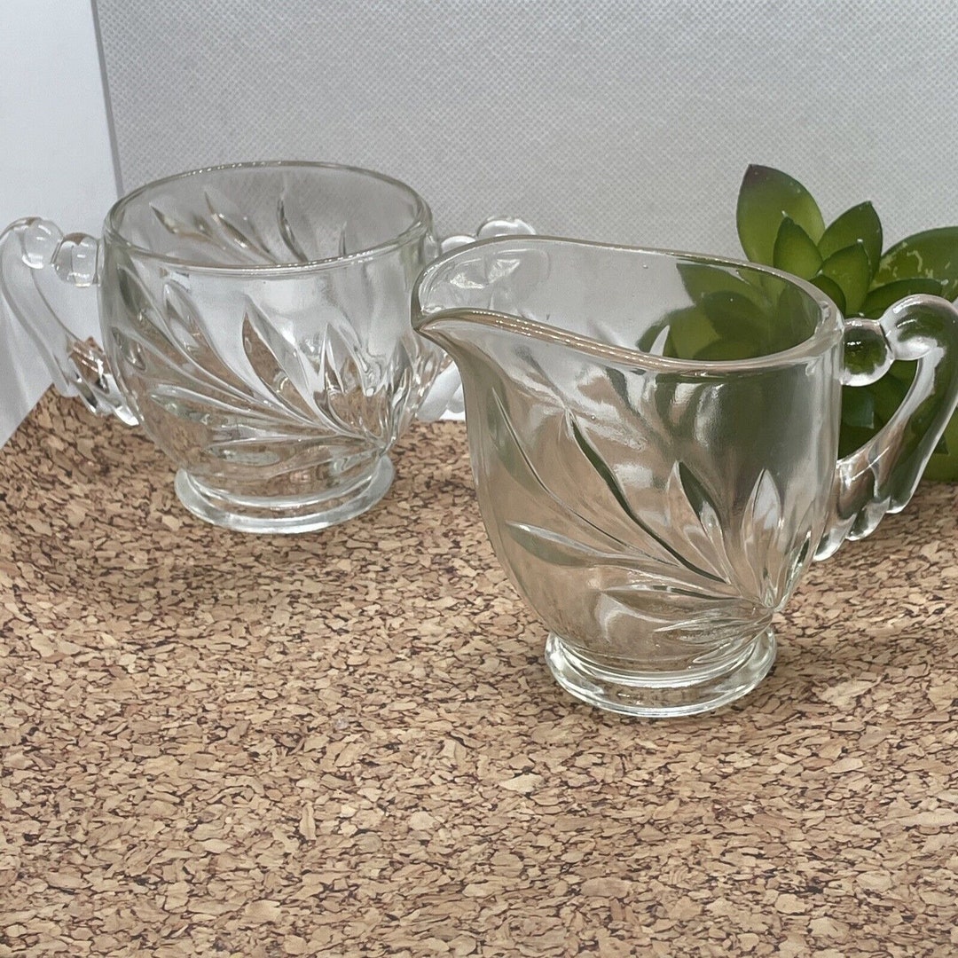 Willow Clear Pattern Indiana Glass Cream and Sugar Set 1940'S SET ...