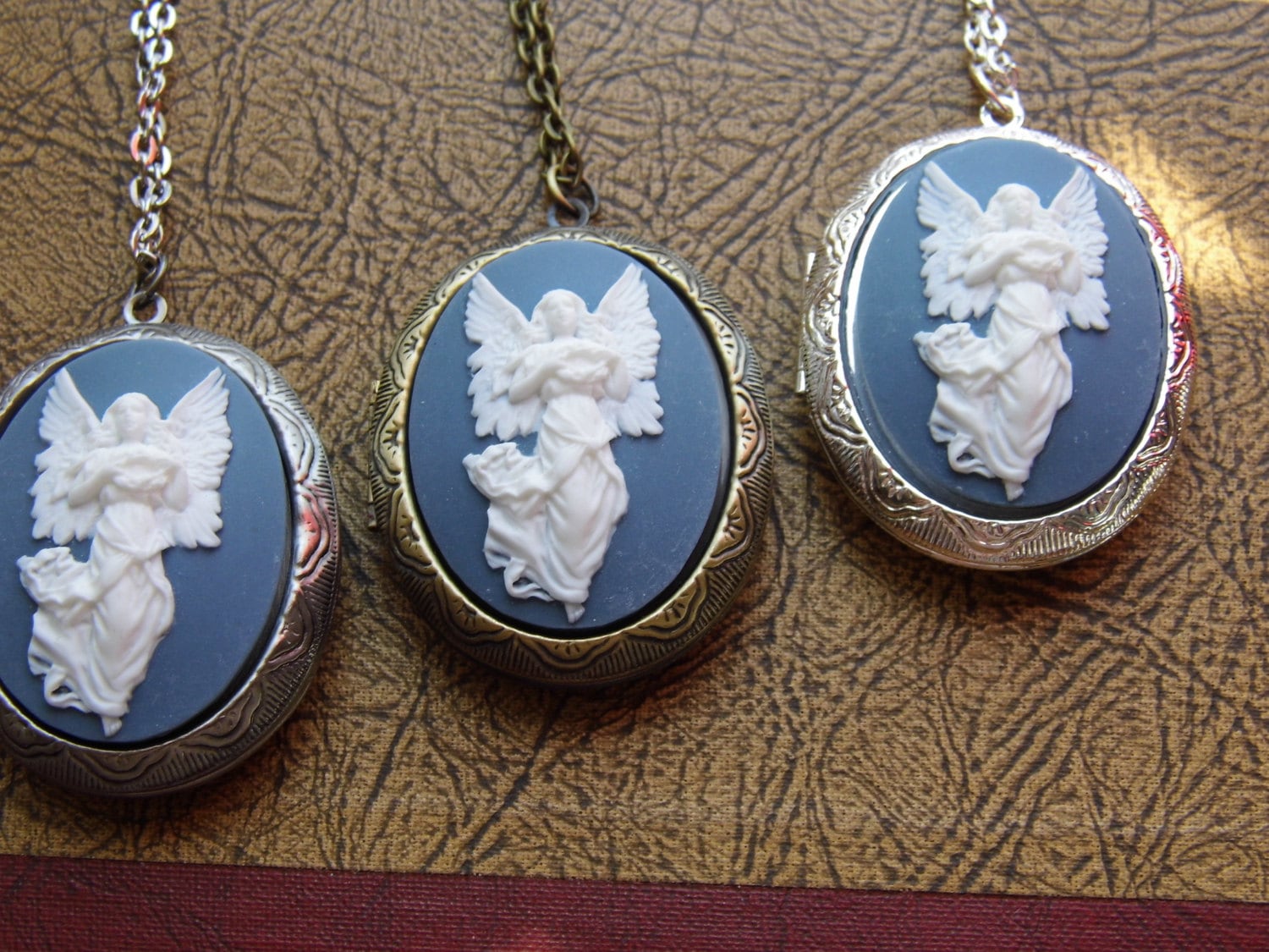 Guardian Angel Cherub Locket BLUE & Ant White Georgian - Etsy