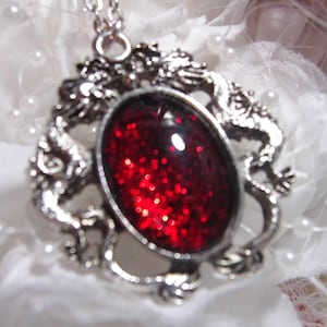 HAND PAINTED Ruby Red Dragon Setting Mexican Dragon Fire Opal Victorian ...