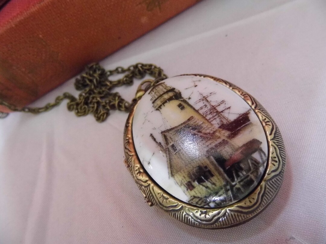Vintage Style Large Locket LIGHTHOUSE Beach Nautical Great Christmas ...