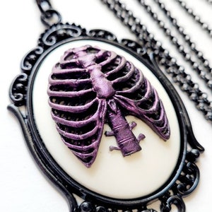 Purple Iridescent Rib Cage Anatomy Gothic Rockabilly Cameo | Etsy