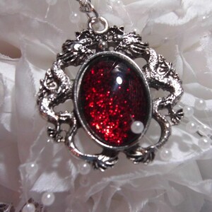 HAND PAINTED Ruby Red Dragon Setting Mexican Dragon Fire Opal Victorian ...