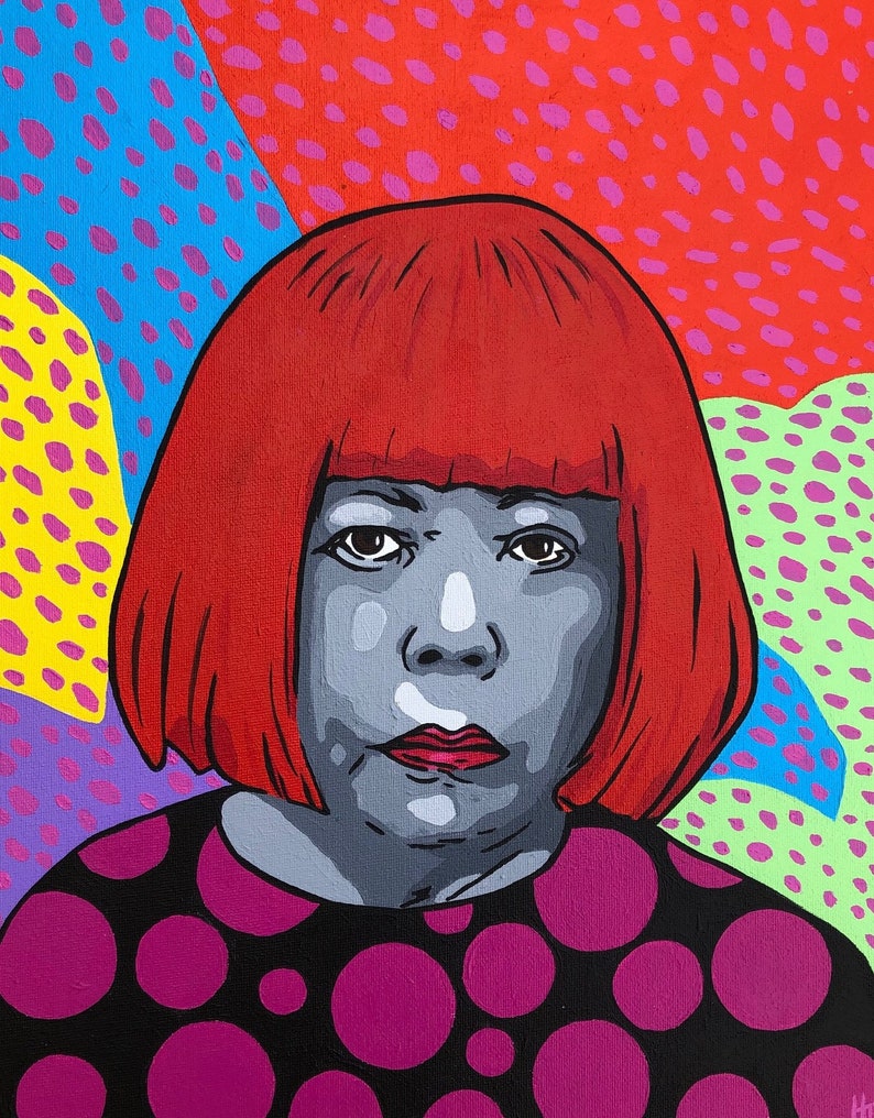 8x10 print of Yayoi Kusama tribute portrait | Etsy