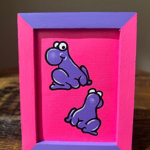 Original Acrylic Painting of Candy Nerd With Butt Pink Purple Comes in Hand Painted Matching 3 ...