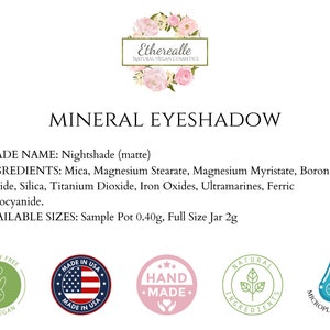 Matte Dark Blue Eyeshadow - "nightshade" - Deep Navy Vegan Mineral ...