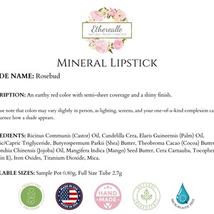 Rosebud - Sheer Red Lipstick, Vegan Lipstick Made With Natural ...