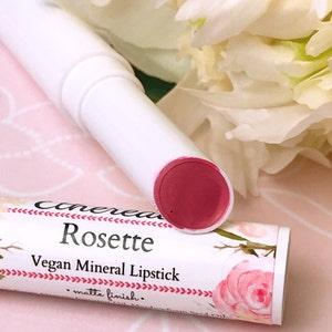 Matte Lipstick - "rosette" Bright Rose Pink Vegan Lipstick With Organic ...