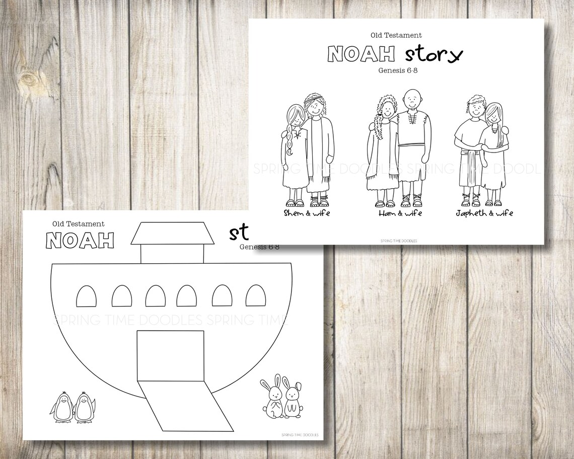 Noah Coloring Pages Paper Puppets Felt Stories Come Follow | Etsy