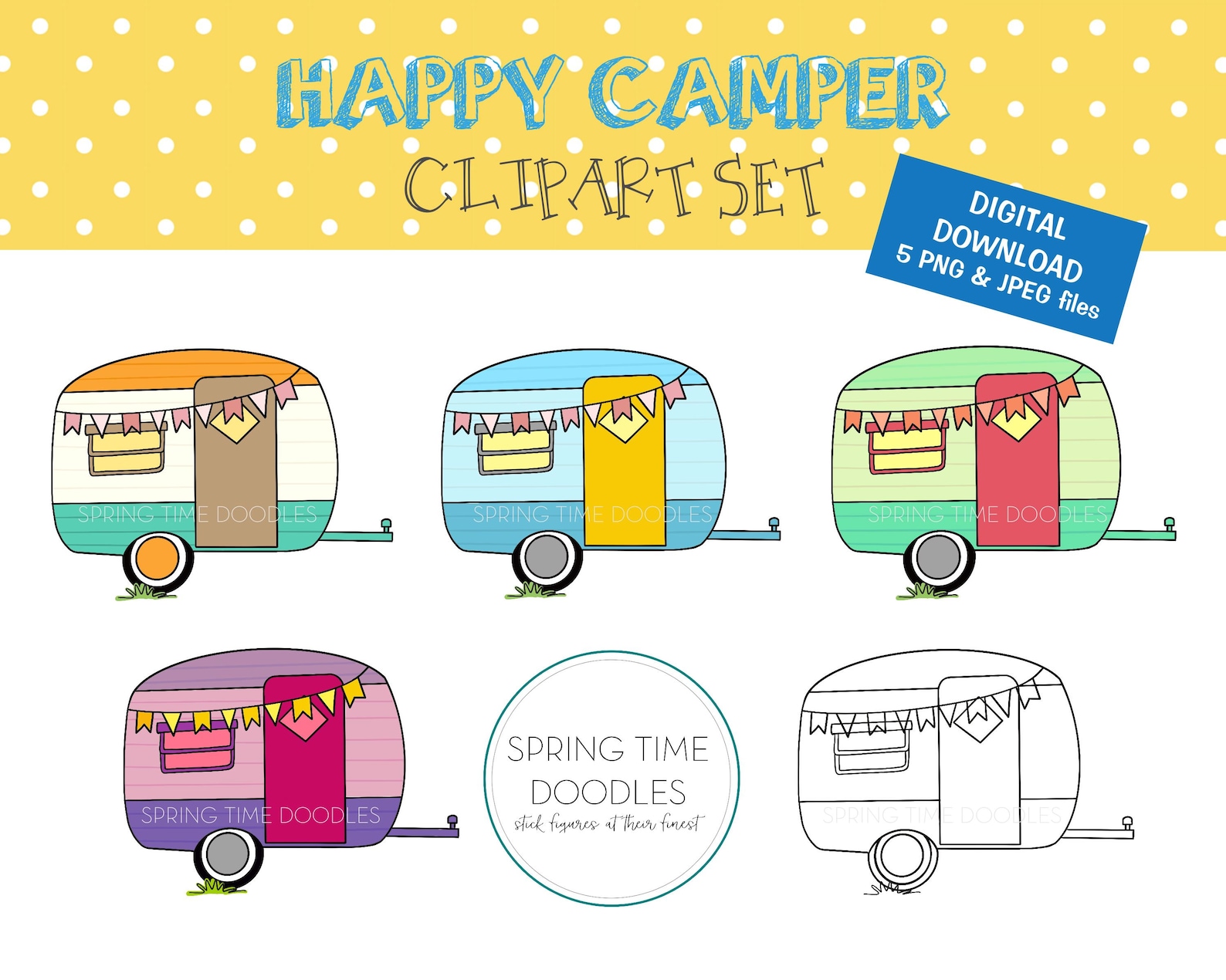 Vintage Camper Clip Art, Retro Camper Clipart Set - Etsy