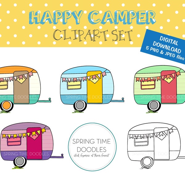 Retro Camper Clipart - Etsy