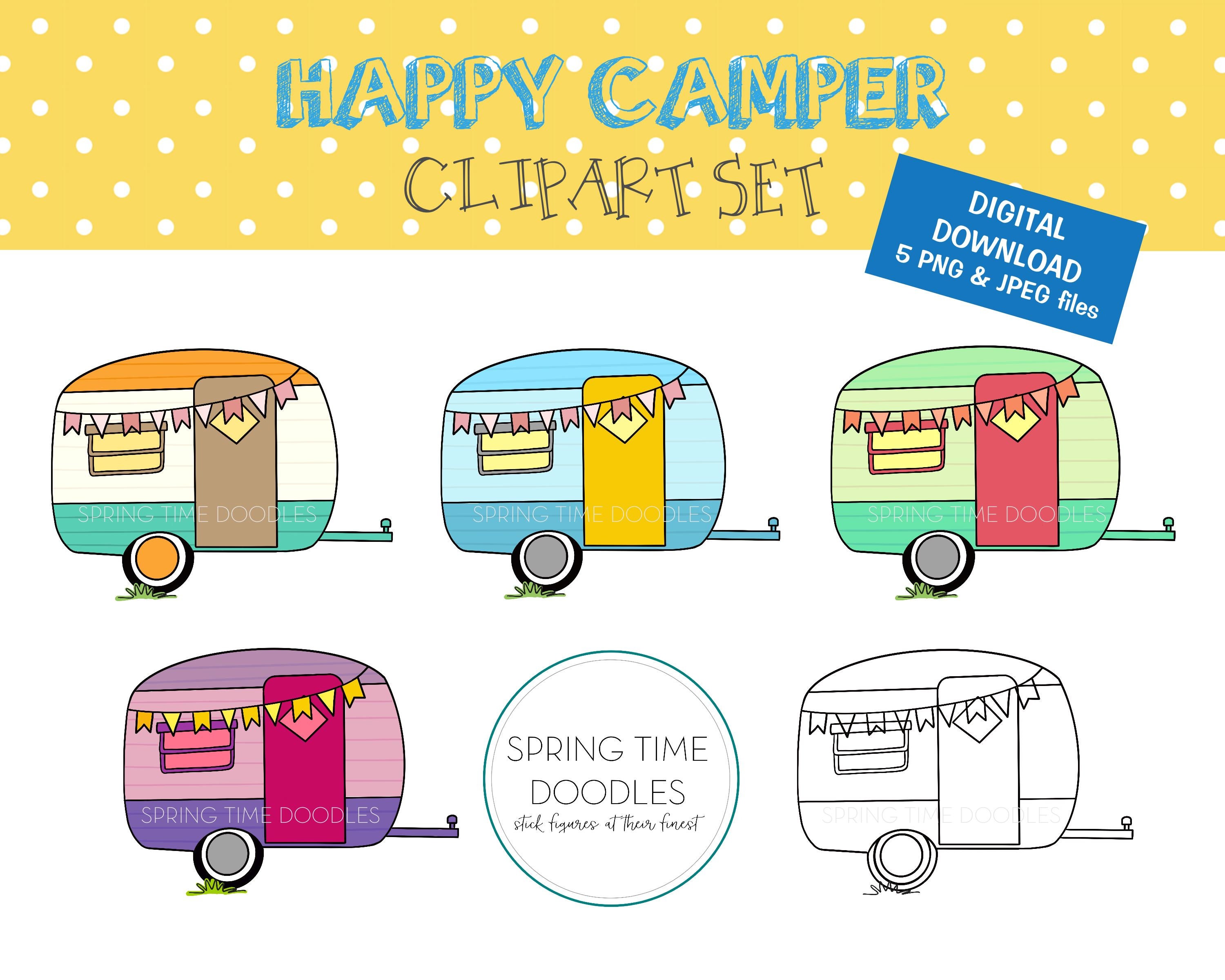 Vintage Camper Clip Art, Retro Camper Clipart Set - Etsy
