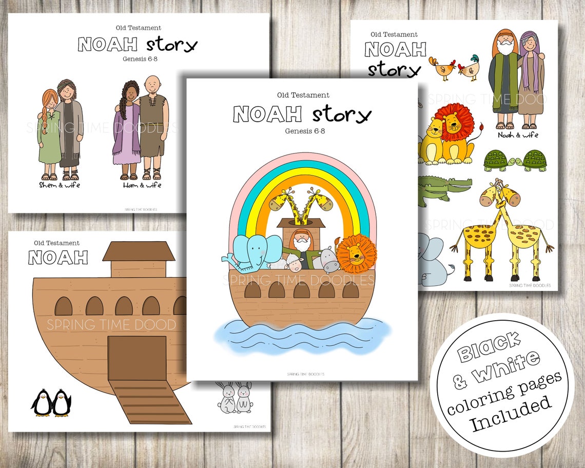 Noah Coloring Pages Paper Puppets Felt Stories Come Follow - Etsy