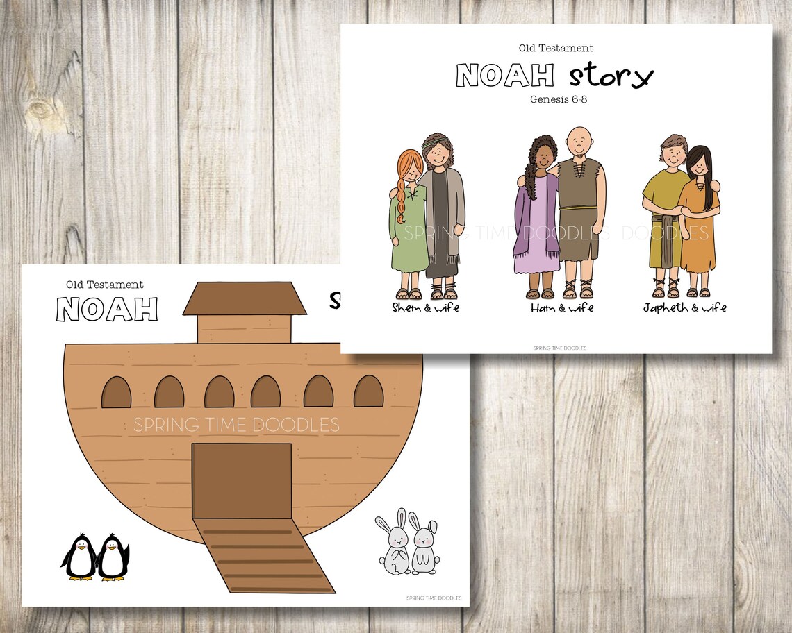 Noah Coloring Pages Paper Puppets Felt Stories Come Follow | Etsy