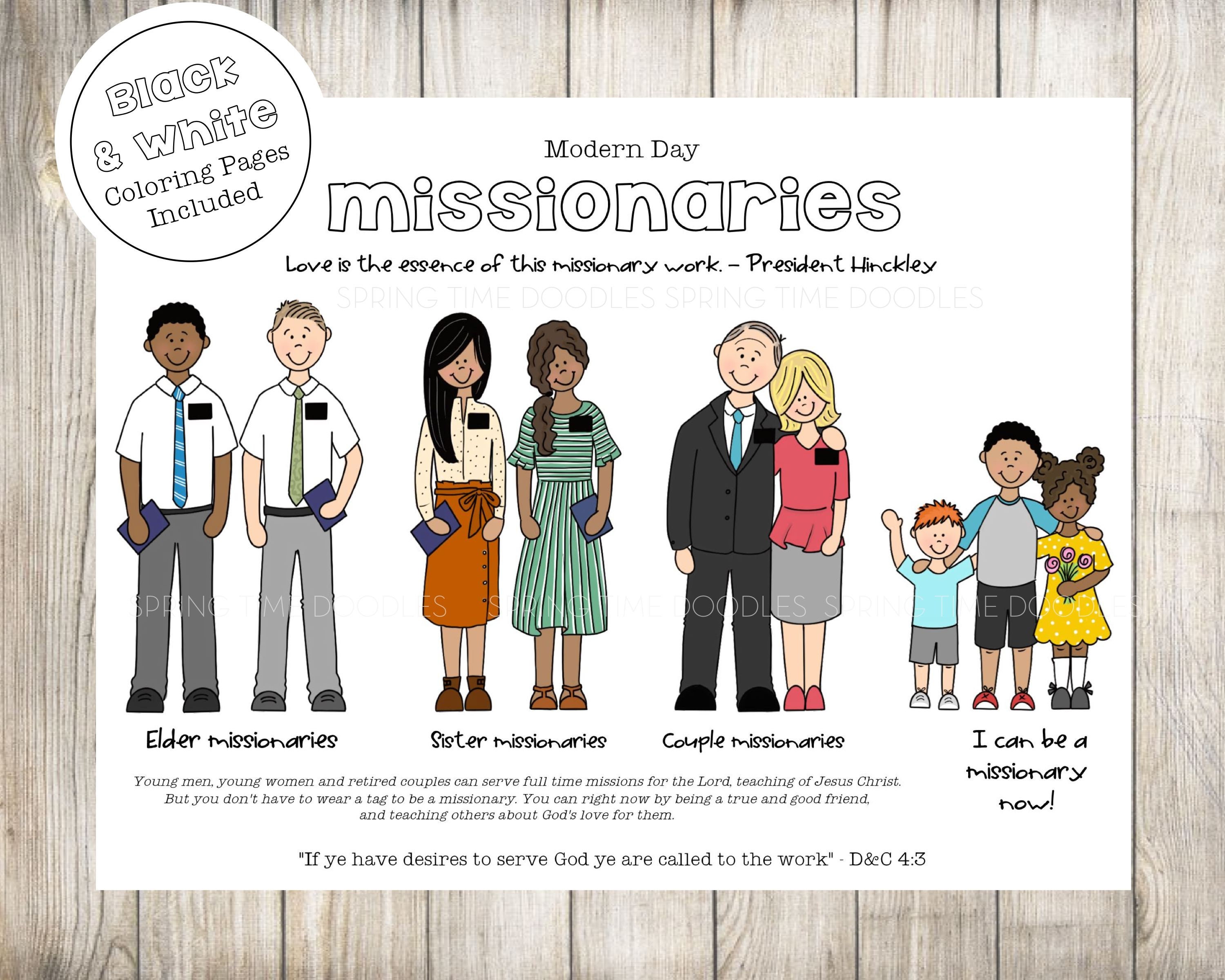 Book of Mormon Missionaries, LDS Missionaries Coloring Pages, Paper ...