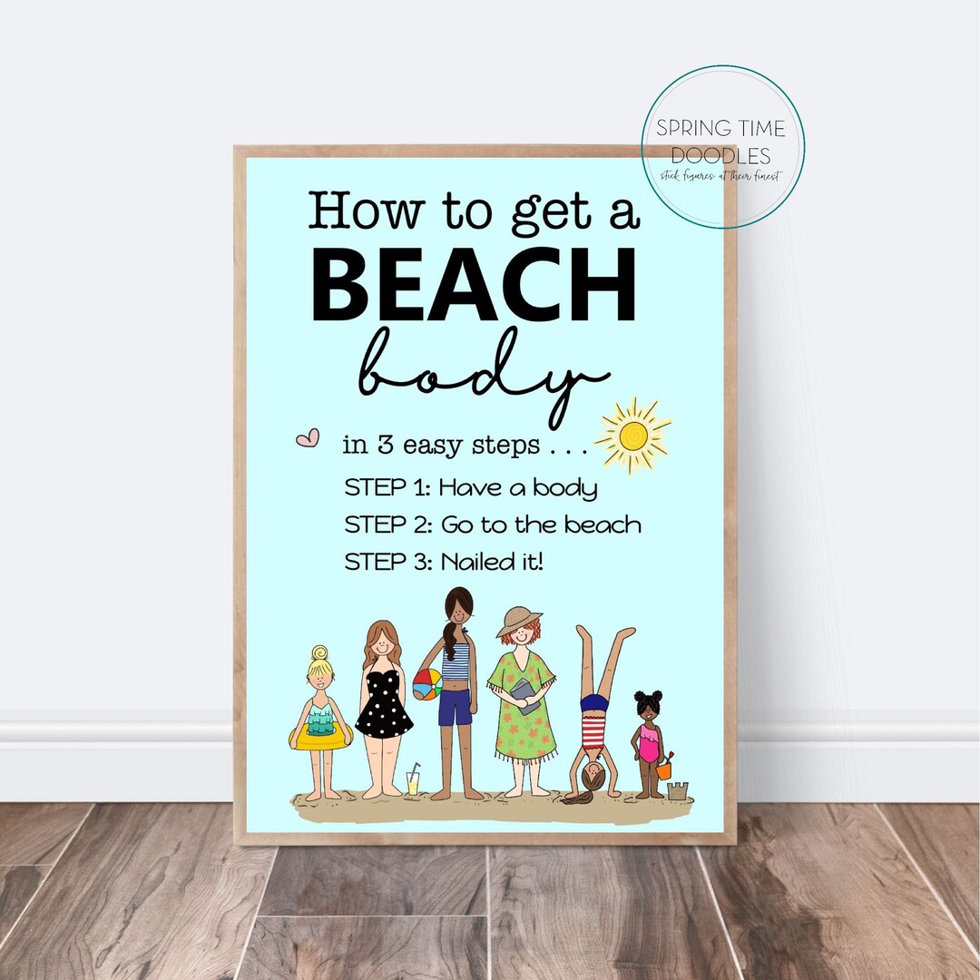 How to Get a Beach Body Poster, Self Love, Your Body Rocks! - Etsy