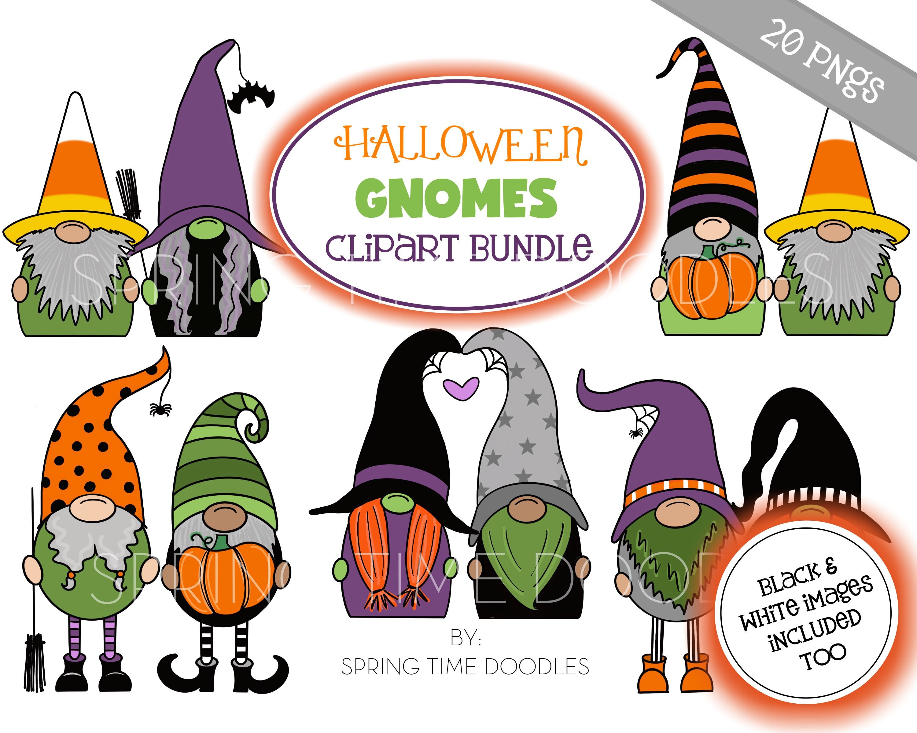 Gnome Digital Halloween Clipart Bundle - Etsy