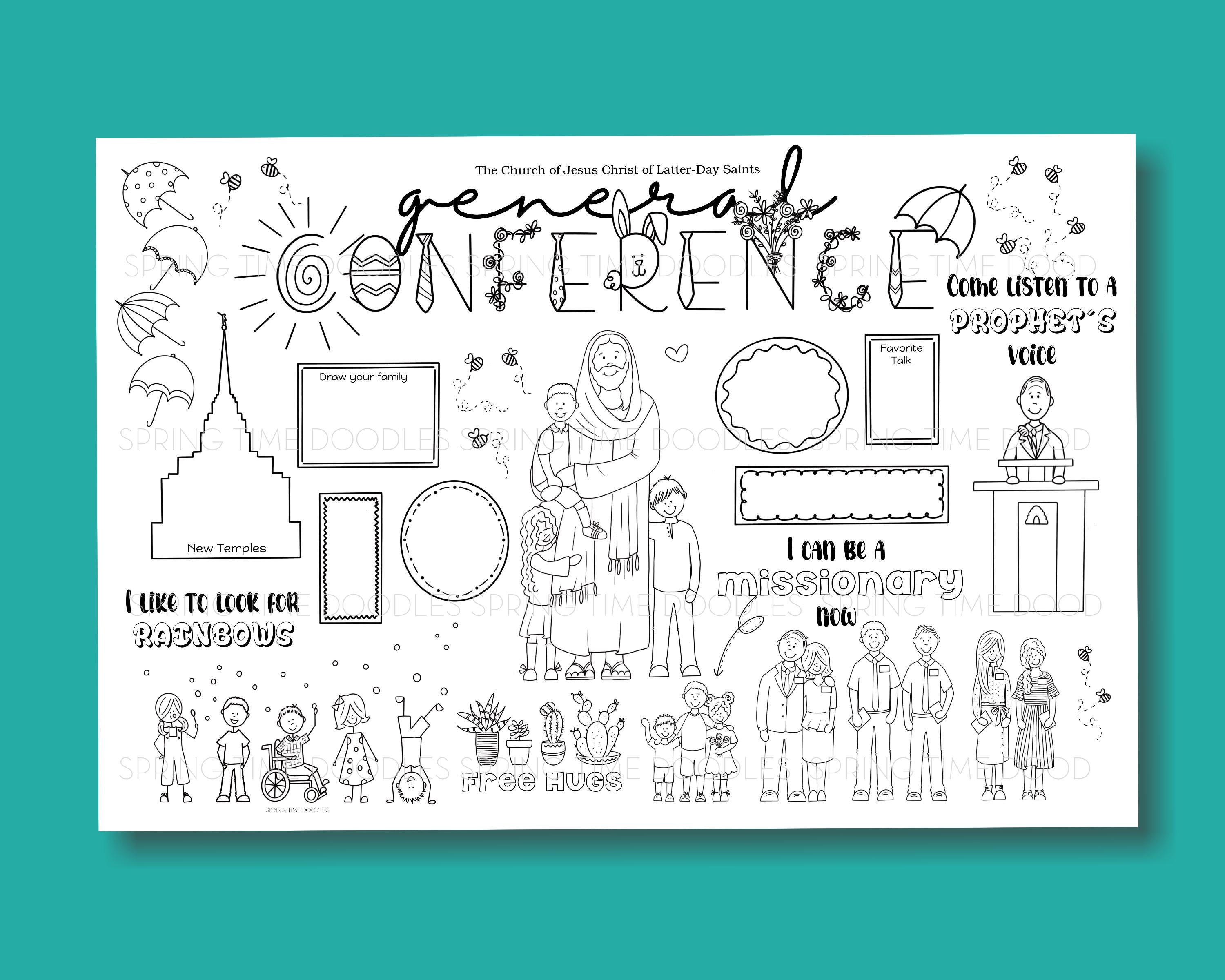 LDS General Conference Coloring Poster: April Church Activity (PDF) - Etsy