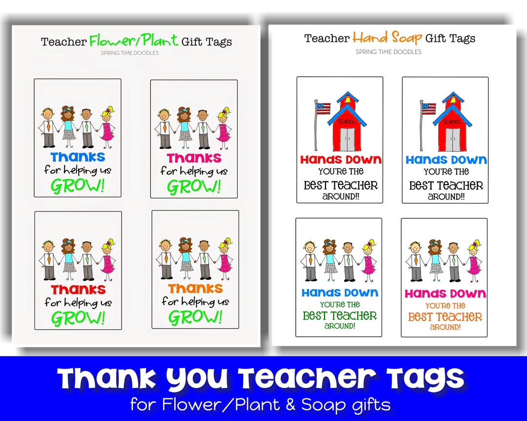 Teacher Appreciation Gift Tags Printable, Thank You for Helping Us Grow ...