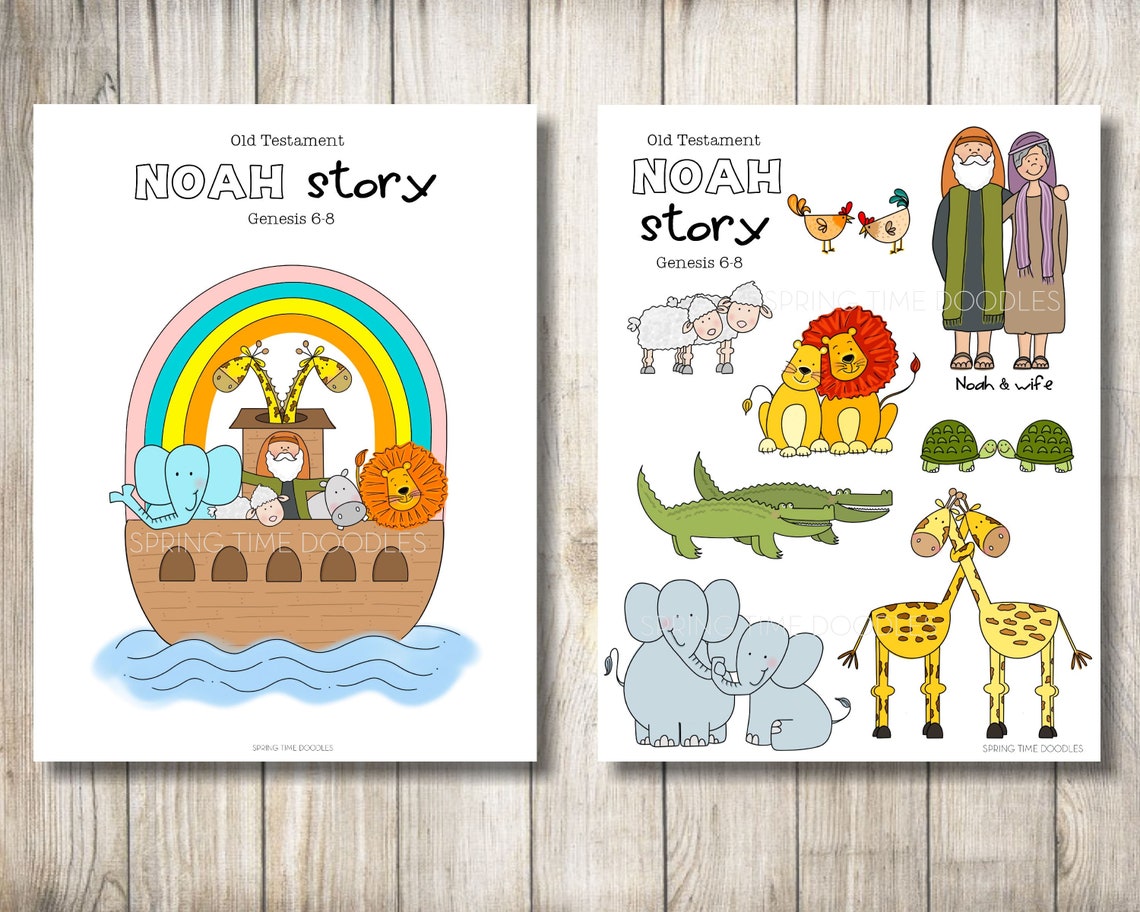 Noah Coloring Pages Paper Puppets Felt Stories Come Follow | Etsy