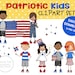 Patriotic Kids Clipart Set, Flag, 4th of July Children, PNG Digital ...