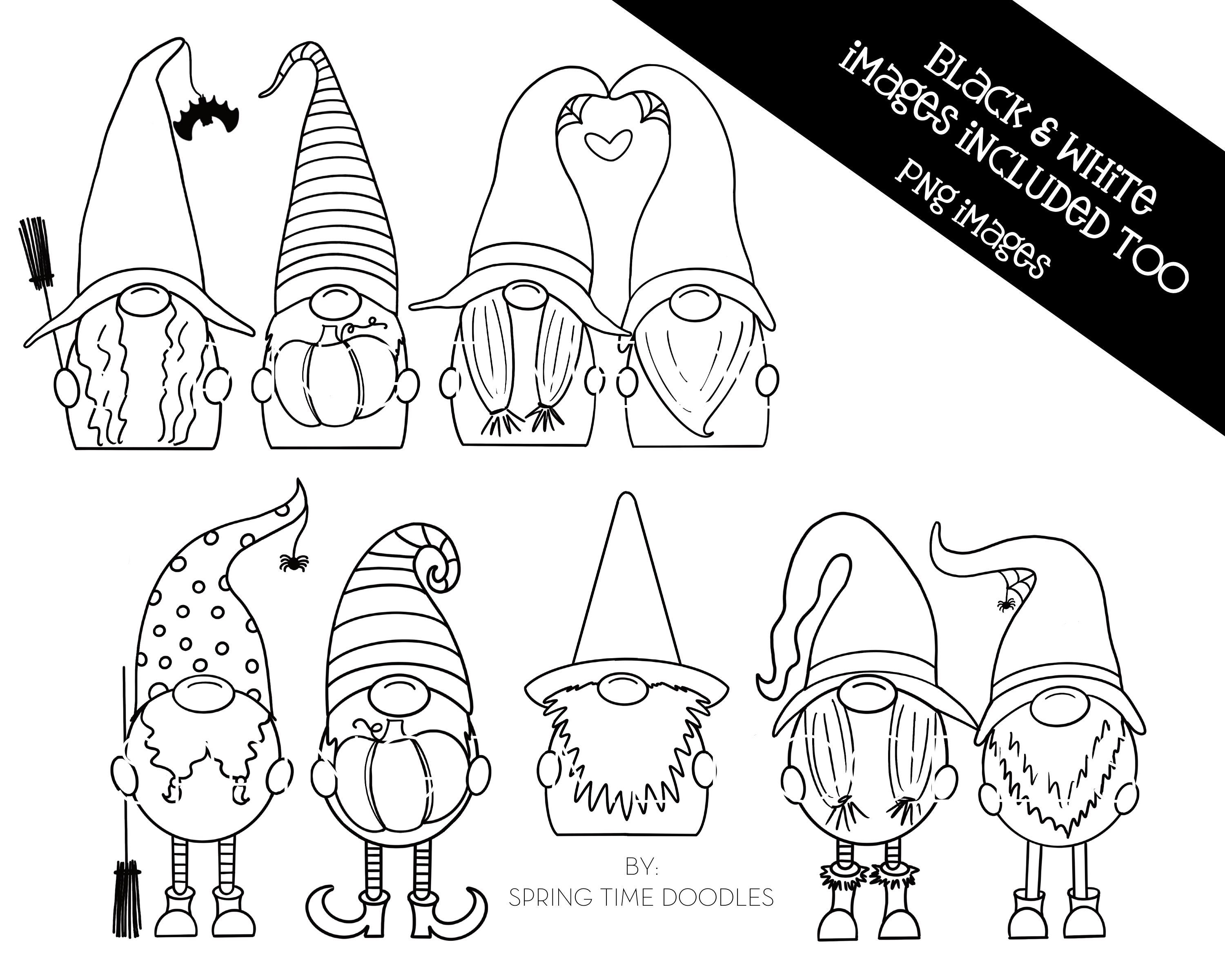 Gnome Digital Halloween Clipart Bundle - Etsy