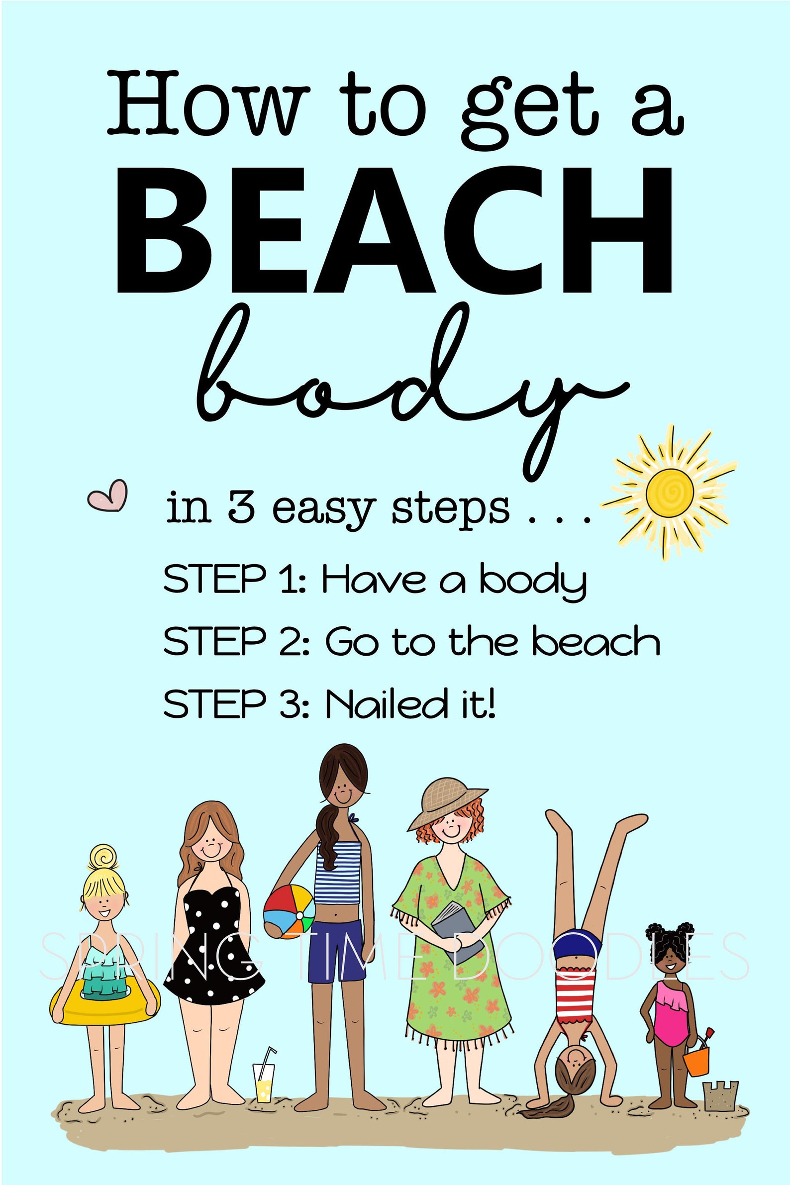 How to Get a Beach Body Poster, Self Love, Your Body Rocks! - Etsy