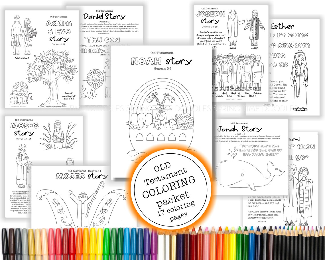 Old Testament Bible Coloring Activity Pages Packet - Etsy