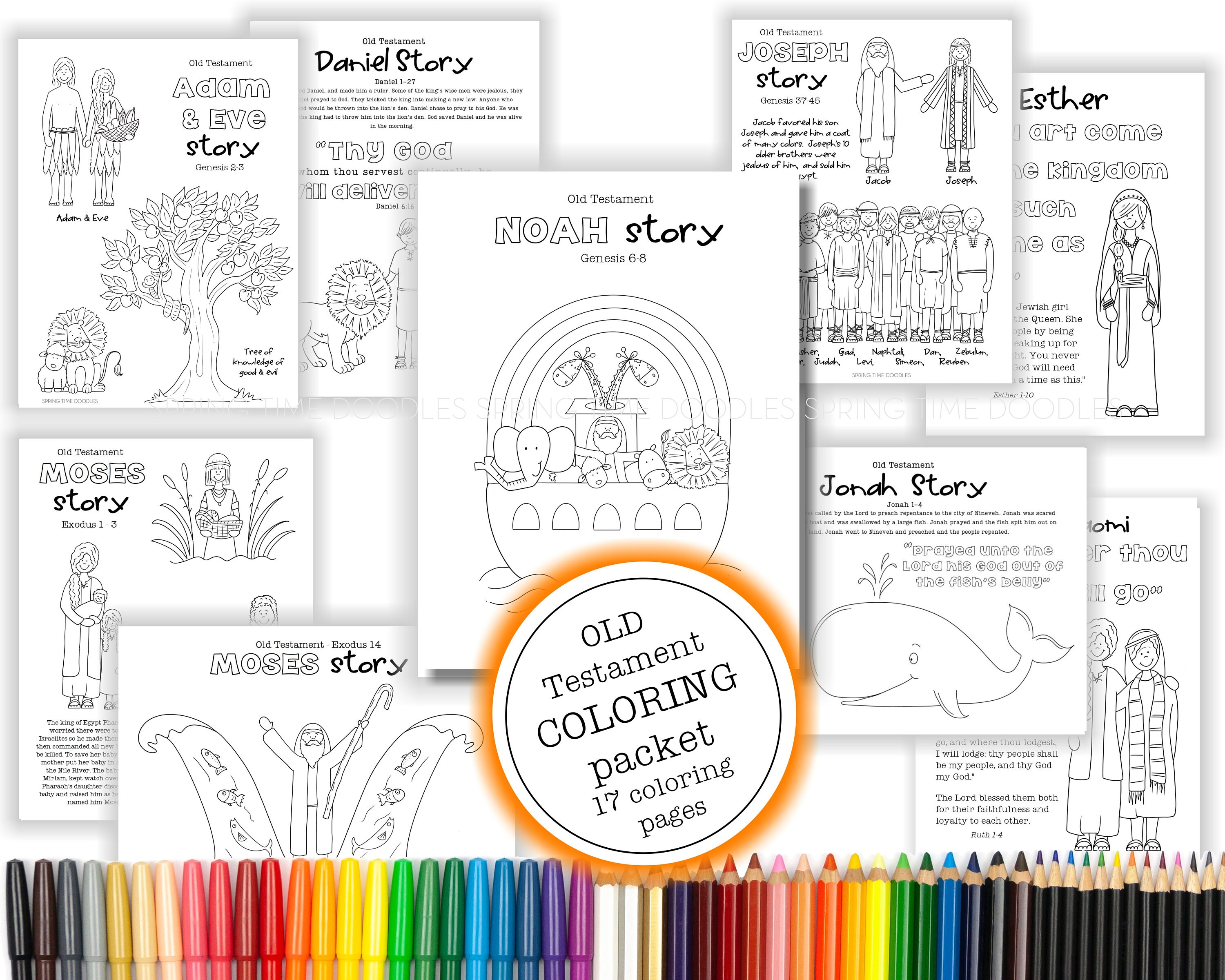 Old Testament Bible Coloring Activity Pages Packet - Etsy