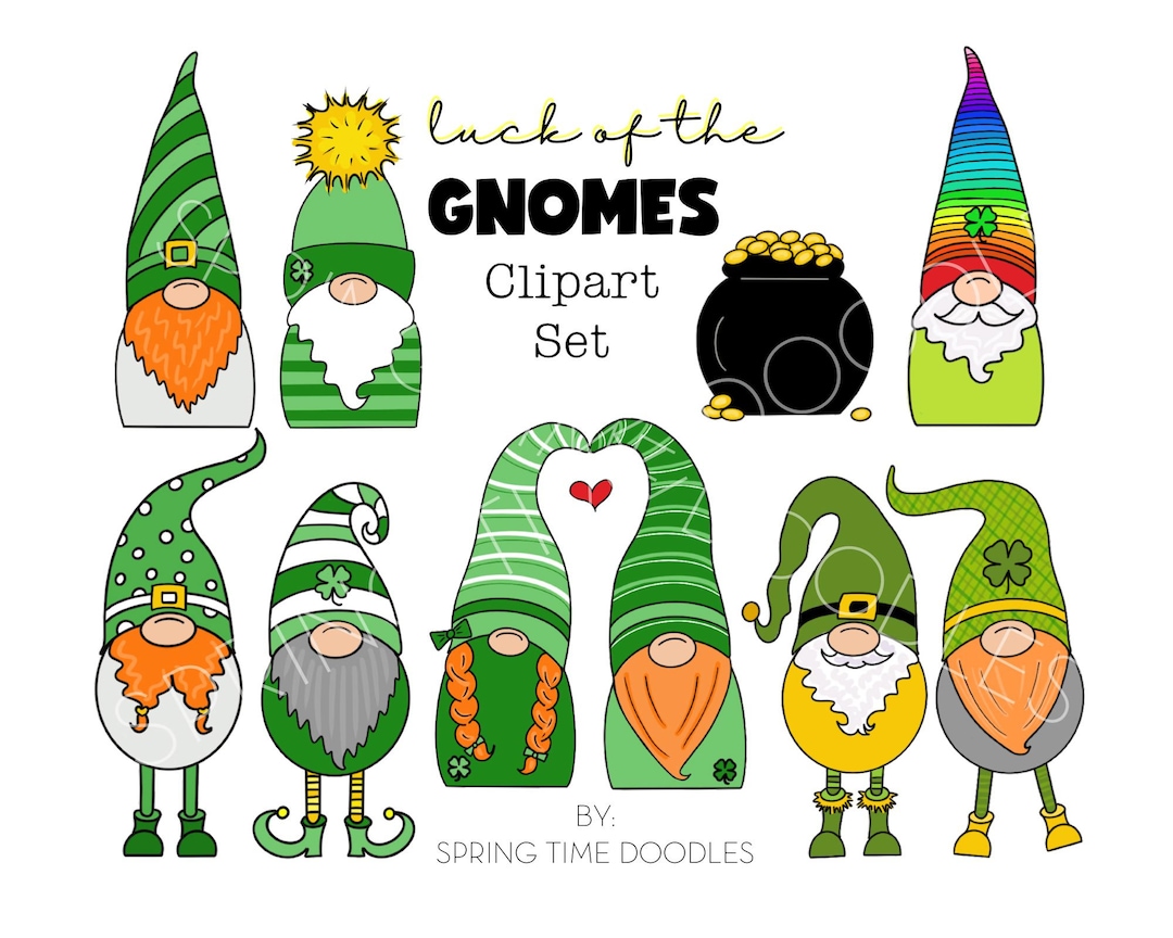 Gnome Digital Clipart St Patrick's Day - Etsy