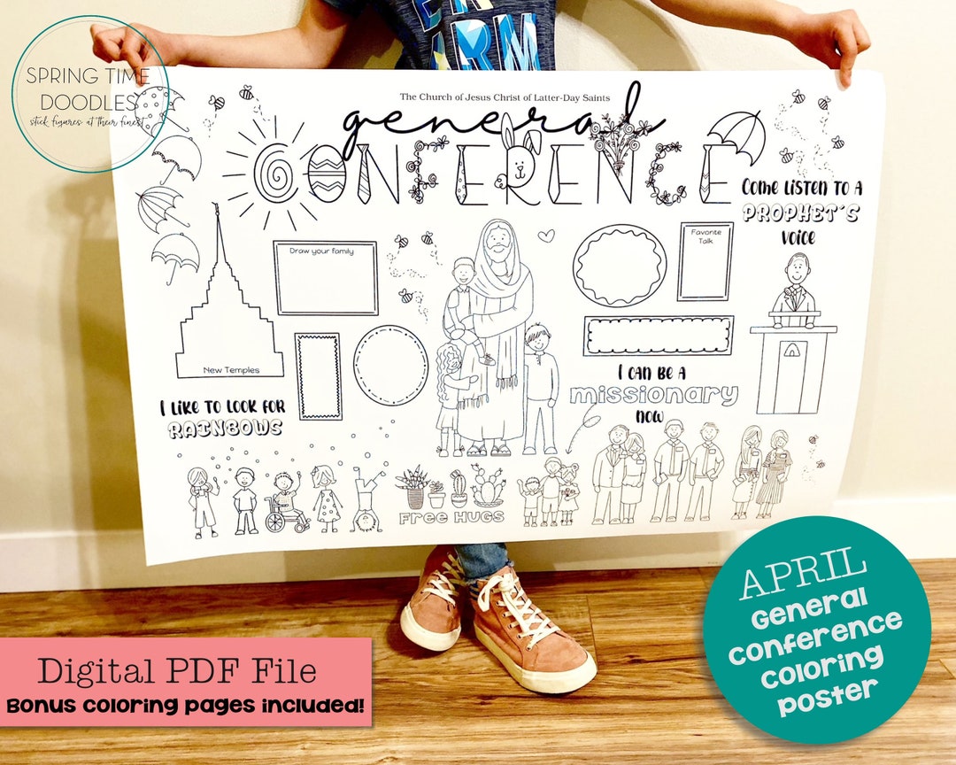 LDS General Conference Coloring Poster: April Church Activity (PDF) - Etsy