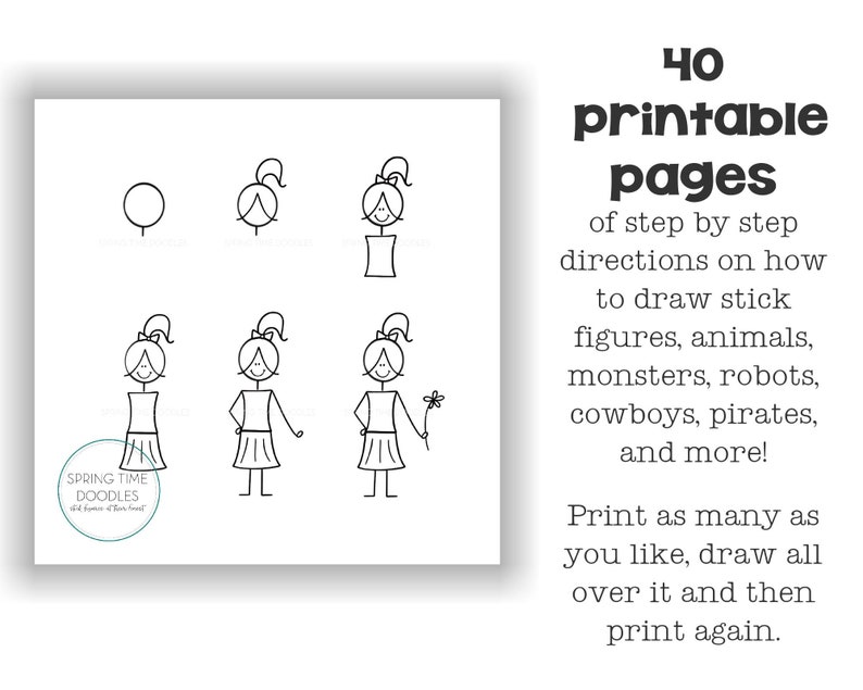How to Draw a Stick Figure and so Much More DOODLE BOOK Digital ...