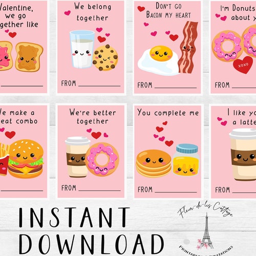 Printable Cute Fruit Valentines Cards for Kids School - Etsy