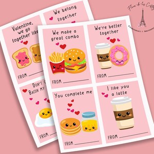 Instant Download Kids Kawaii Foodie Classroom Valentine Printable ...