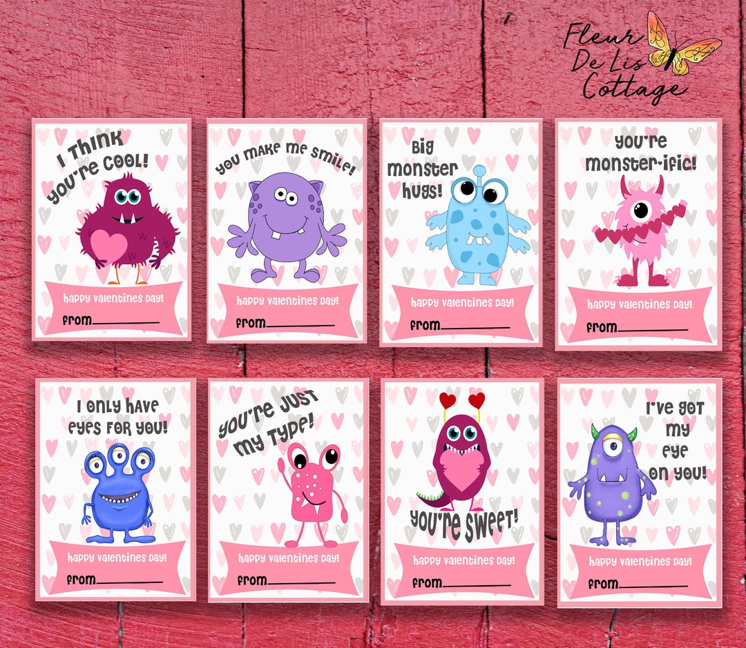 Monster Classroom Valentine Printable School Valentines Class Party ...