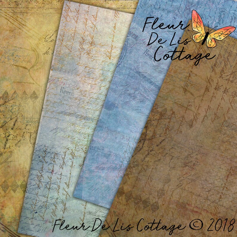 Printable French Script Digital Paper Scrapbook Ephemera - Etsy