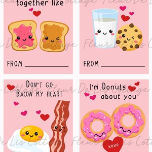 Instant Download Kids Kawaii Foodie Classroom Valentine Printable ...