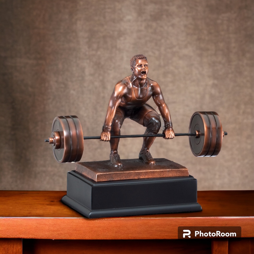 Personalized Deadlift Trophy – 10" Resin Weightlifting Sculpture With ...