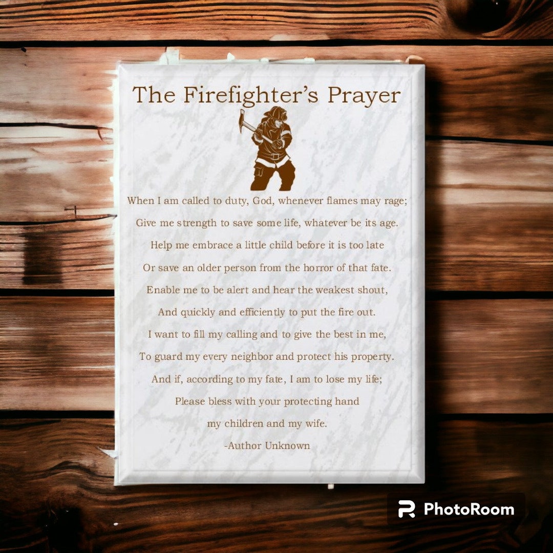 Firefighter Prayer Plaque- (fireman, Fire Fighter, FD) - Etsy