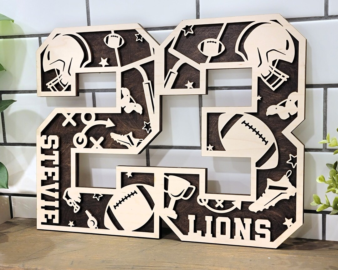 Football Wooden Letters & Numbers Sign- Sports, Football, Team ...