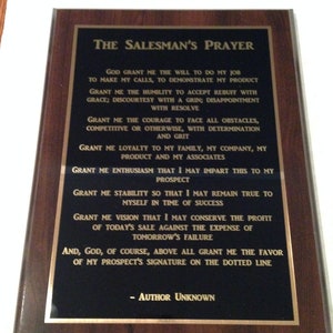 Engraved Salesman Prayer Plaque - Etsy
