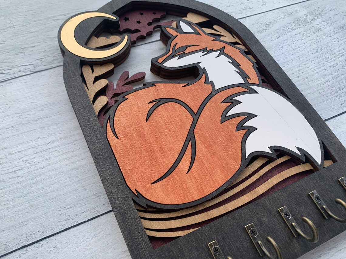 Fox & Moon Key Hanger Wall Plaque | Wall Key Holder | Housewarming Gift ...