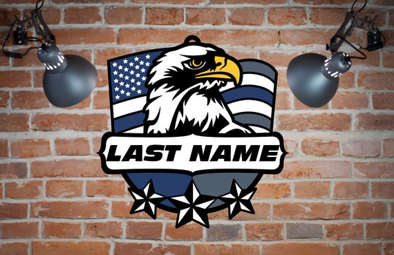 USA Eagle Flag Police Blue Line Wooden Sign Officer Cop - Etsy