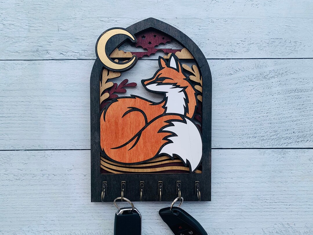 Fox & Moon Key Hanger Wall Plaque | Wall Key Holder | Housewarming Gift ...