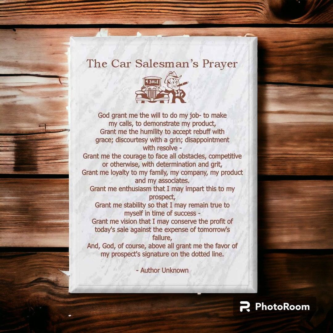 Car Salesman Prayer Plaque- (salesman, Saleswoman) - Etsy
