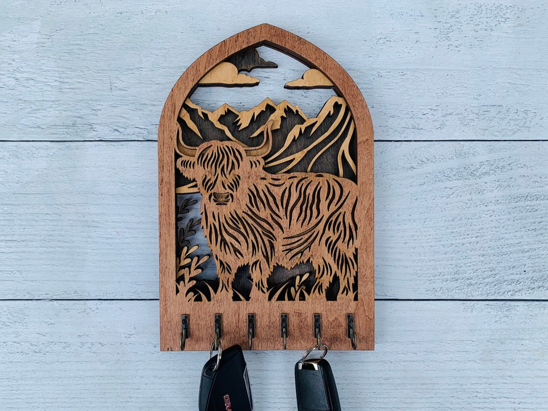 Highland Cow Key Hanger Wall Plaque | Wall Key Holder | Housewarming ...